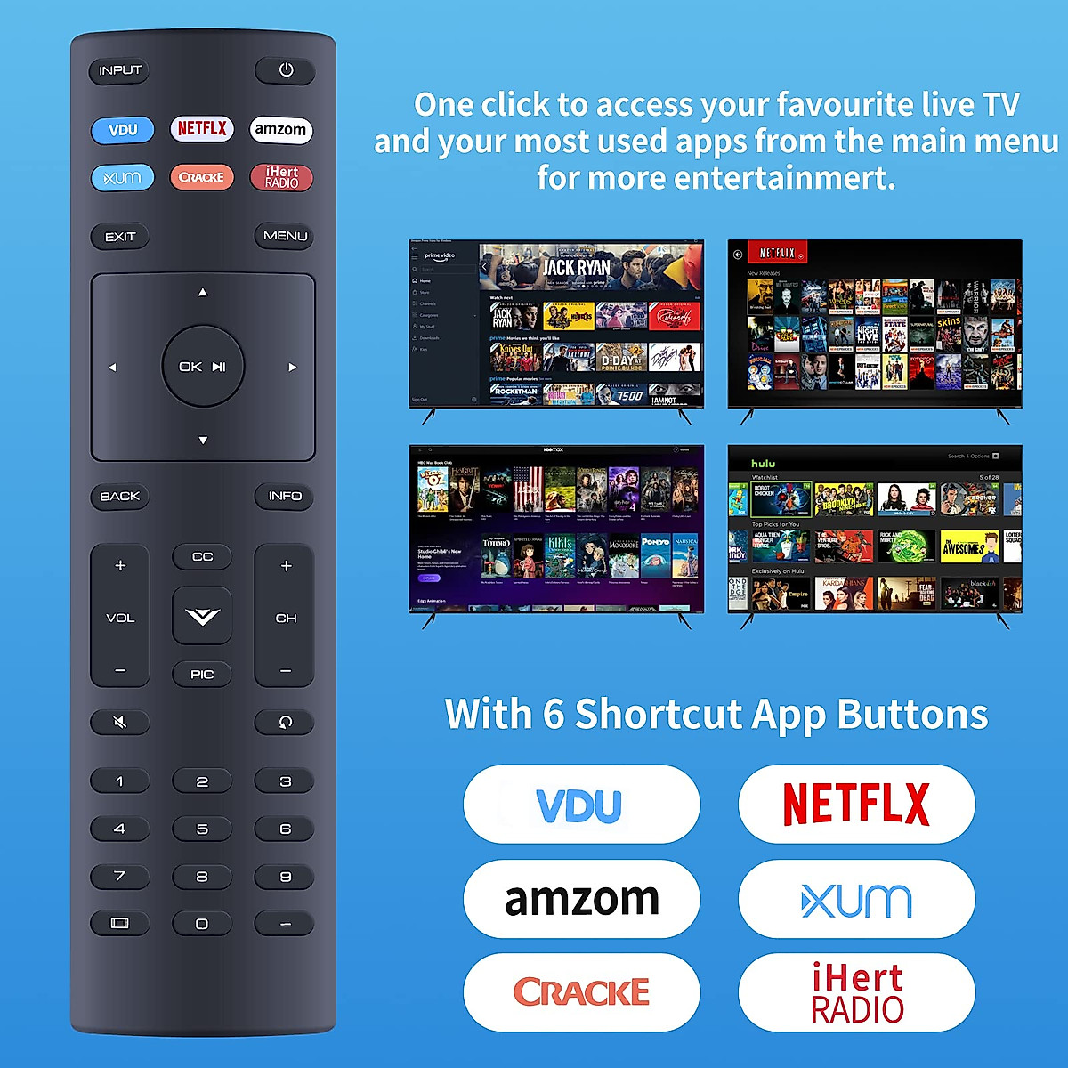 Universal Remote Controller for Vizio Smart TV，XRT136 Replacement Compaitble for All Vizio UHD LED LCD HD 4K HDR and More TVs(D-Series E-Series P-Series V-Series)