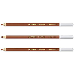 STABILO Chalk-Pastel Pencil CarbOthello - Pack of 3 - Burnt Sienna (670)