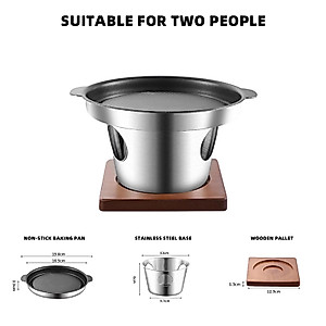 RSBFER Mini Barbecue Grill, Japanese Alcohol Stove Portable Smokeless Tabletop BBQ Grill with Wooden Base for Home, Camping