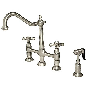 Kingston Brass KS1278AXBS Heritage Kitchen Faucet with Brass Sprayer, 8-3/4", Brushed Nickel