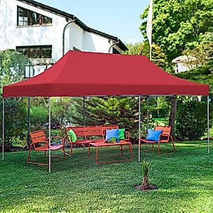 10 FT X 10 FT Double Hardtop Gazebo Galvanized Steel Outdoor Patio Gazebo Aluminum Frame Double Vented Roof Pergolas with Curtains (Red)
