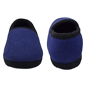 Tirzrro Big Boys' Winter Warm Slippers with Memory Foam Indoor Slip-on Shoes Size 6-7 US Dark Blue