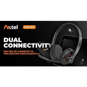 Axtel Pro BT Wireless Headset - Bluetooth Headset w/Noise-Canceling Mics - Dual Connectivity - Connect to PC/Mac/Mobile - Works w/Teams, Zoom & More (Stereo (USB-A))