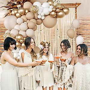 147pcs Neutral Balloon Garland Arch Kit, Different Sizes with Beige Cream Sand White Metallic Champagne Gold Balloons for Wedding Bridal Shower Birthday Boho Neutral Baby Shower Party Decorations
