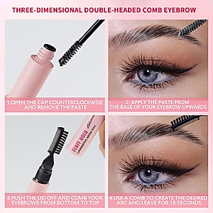 YALINCMOO Eyebrow Gel, Brow Styling Gel, Double-headed Brow Comb Eyebrow, Waterproof and Antiperspirant Eyebrow Gel Eyebrow Shape can be Defined Naturally