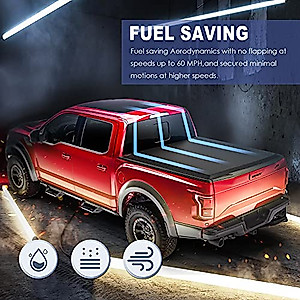 MOSTPLUS Tri-Fold Soft Truck Bed Tonneau Cover On Top Compatible with 2015-2022 Ford F150 F-150 Bed 3 Fold Styleside (5.5 FT Feet Bed)