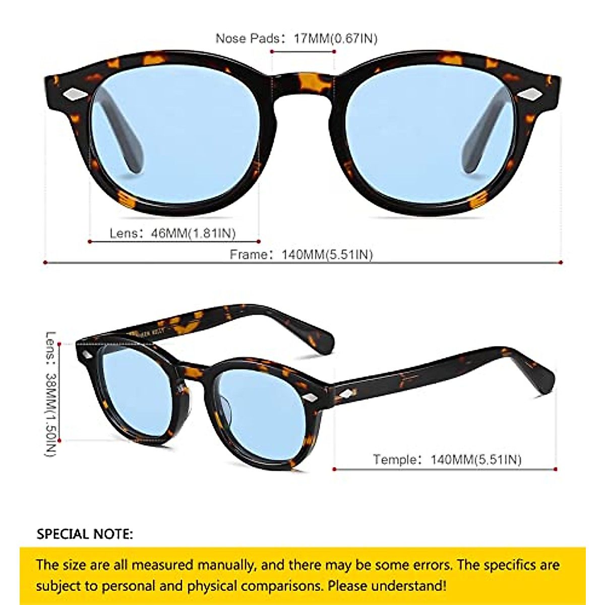 TR90 JAY DEPP Polarized Tony Sark Women's Fashion Retro Colorful Sunglasses Round Blue Sunglasses