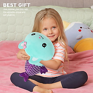 Onsoyours Cute Kitten Mermaid Plush Toy Stuffed Animal Kitty Soft Mermaid Cat Plush Pillow for Kids (Blue Cat Mermaid, 12")