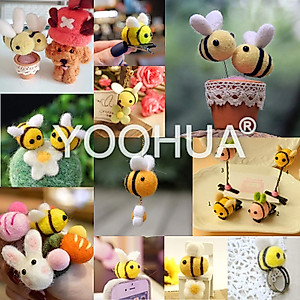 YOOHUA 20PCS Wool Felt Bee Craft Balls Bee Craft Supplies for Halloween Costume Baby Shower Gender Reveal Party Nursery Tent Decoration DIY Craft Car Seat Grasping Bead Toys