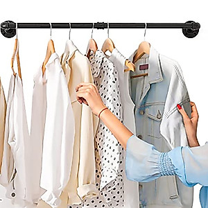 Varsoul Wall Mounted Clothes Rack - 48" Clothing Garment Rack, Space-Saving Heavy Duty Detachable Iron Clothes Hanger Pole, Multi-Purpose Hanging Rod for Closet Storage
