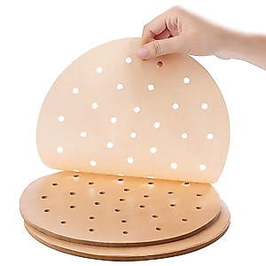 Safmord Air Fryer Parchment Paper, 9 Inch Round Air Fryer Liner, 200PCs Unbleached Round Filter Paper for Air Fryers (100 Perforated and 100 Imperforate), Non-Stick Baking Paper for Air Fryers