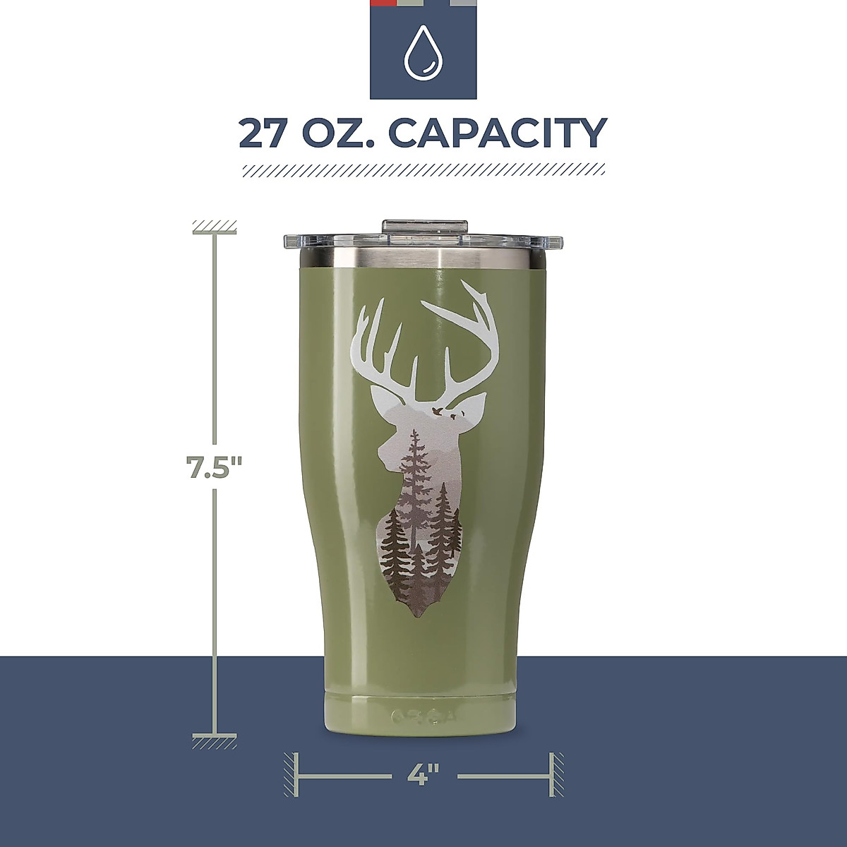 ORCA Hunter Outdoor Chaser + Barrel Set – 27oz & 12oz Adventure Drinkware Bundle | Deer Land Dark Green & Tree Line Tan | Insulated Stainless Steel Tumblers for Hunting, Camping & Whiskey Nights