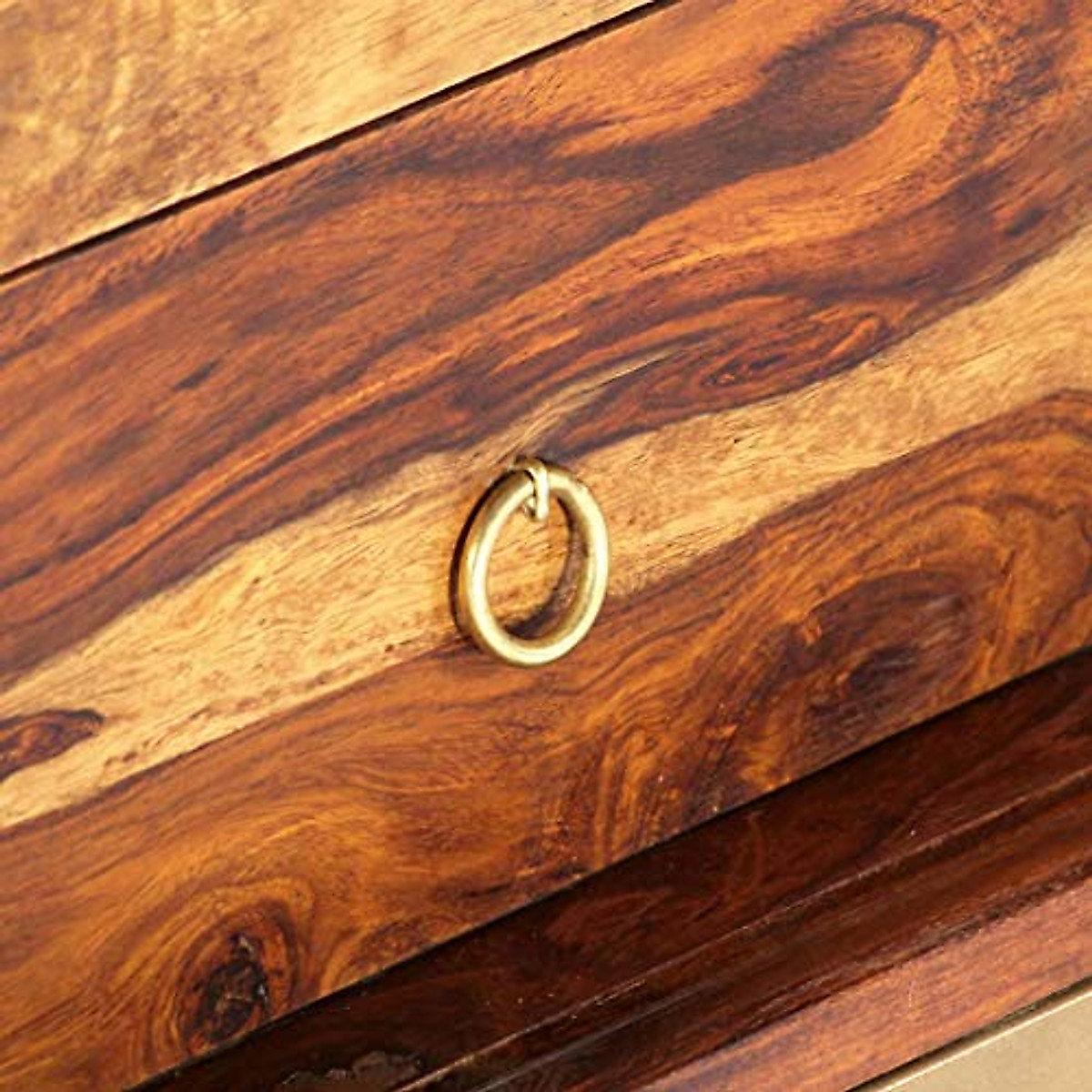 Festnight Sideboard Buffet Cabinet with 3 Storage Drawers Sheesham Wood Iron Legs End Side Table for Living Room, Kitchen, Home Furniture 46.5 x 11.8 x 23.6 Inches (W x D x H)