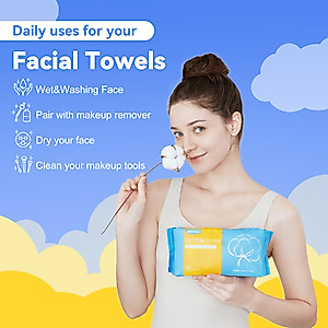 Winner Disposable Face Towels | 100% USA Cotton Daily Face Towelettes, Double-sided Makeup Remover Dry Wipes, Super Soft and Thick Facial Towels for Sensitive Skin, 480 Count, 6 Pack