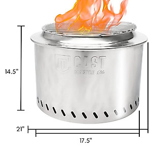 Cast Master Bon 2000 Dual Purpose Bonfire Pit - Smokeless Fire Pit & Campfire Grill - 3-in-1 Firepit -Cooking, Camping, Tailgating, Beach - Portable with Carry Case