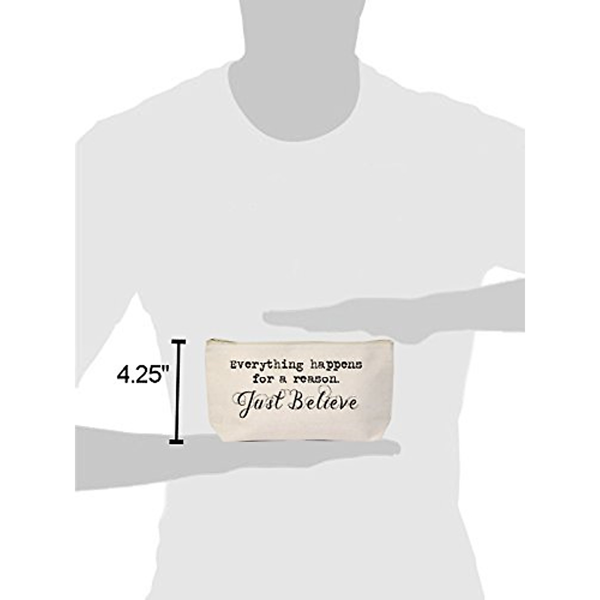 Jules Natural Canvas Makeup Zipper Bag Everything Happens For a Reason Just Believe