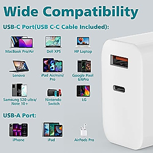 USB C Charger PPS, GaN 65W 2 Ports USB C Wall Charger Adapter for MacBook Pro, Air, iPad Pro, Air, Mini, iPhone 13, 12, Samsung Galaxy S22 S21 Ultra, Note 10 Plus, Google Pixel 6, 6 Pro