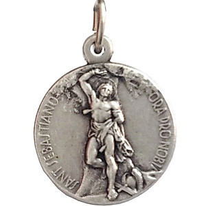 I G J Saint Sebastian Silver Tone Medal - The Patron Saints Medals