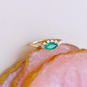 YoTreasure 0.60 ct. t.w. Green Onyx & White Topaz 10kt Yellow Gold Ring