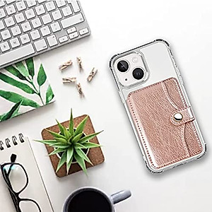 Phone Wallet Stick on,Credit Card Holder for Cell Phone,Leather Minimalist Wallet for Back of Most Smart Phone (Pink)