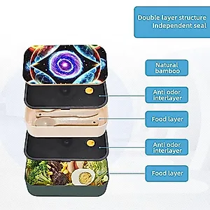 Cosmic Stars Adult Lunch Box, Bento Box, With Cutlery Set Of 3, 2 Compartments, Rectangular, Lunch Box For Adults