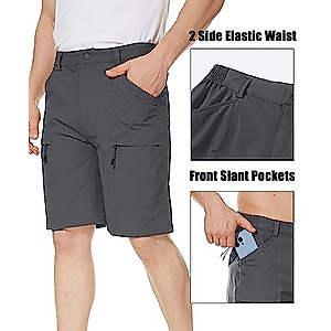 TACVASEN Men's Hiking Cargo Shorts Quick Dry Stretch Outdoor Work Shorts for Fishing Camping Casual 5 Pockets Dark Grey, 38