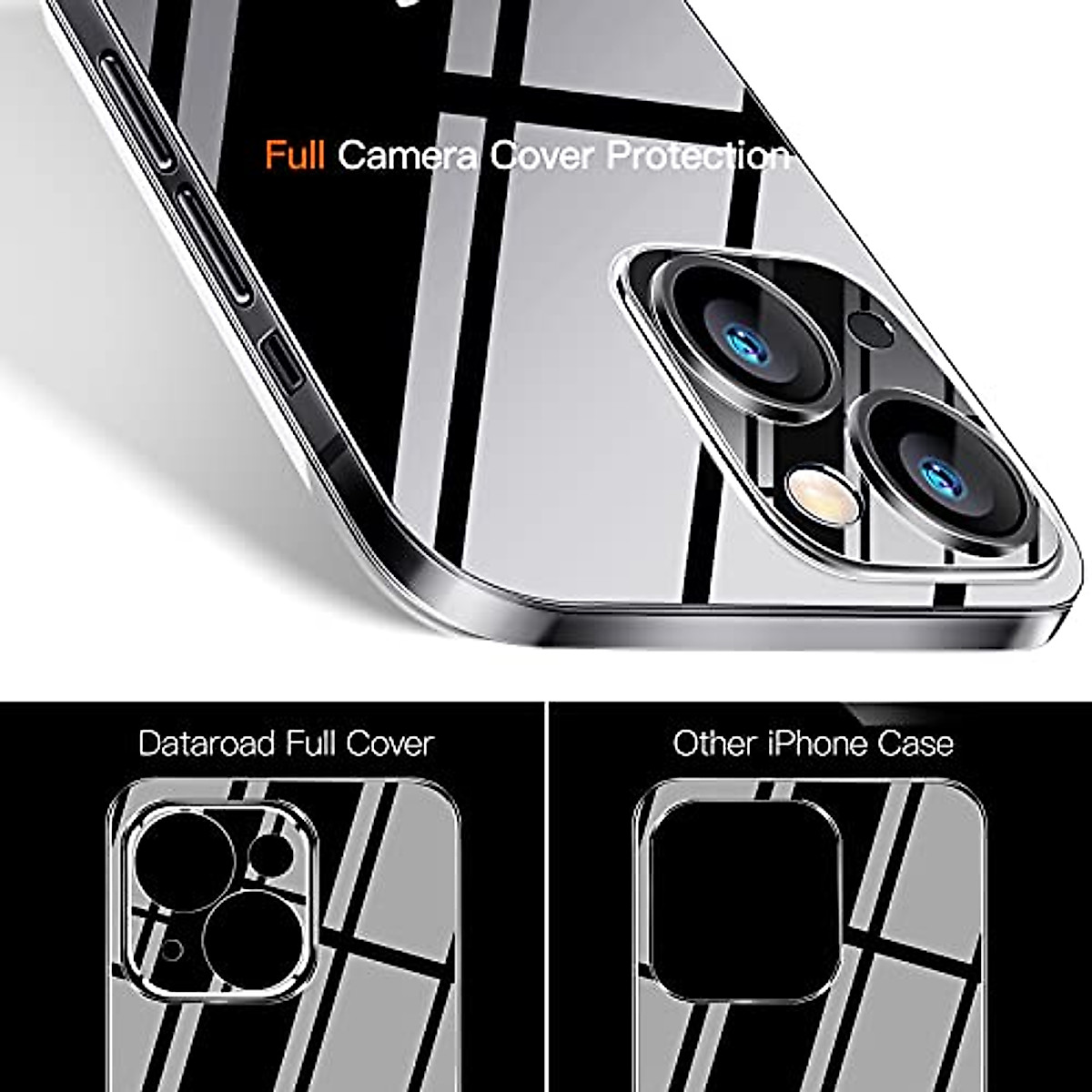 Dataroad iPhone 13 Mini Slim Case[Paper-Thin] 0.2mm 5.4 Inch,with 2 Screen Protector Tempered Glass,Transparent Skin Fit Back[Non Yellowing] Ultra Full Protective iPhone 13 mini Cover for Women,Clear