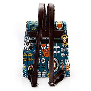 Cute Cartoon Animal Forest Fox Owls Tree Women Backpack Purse PU Leather Anti-theft Casual Shoulder Bag Fashion Ladies Satchel Bags