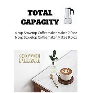 IMUSA USA B120-22062M Stainless Steel Stovetop Espresso Coffeemaker 6-Cup, Silver