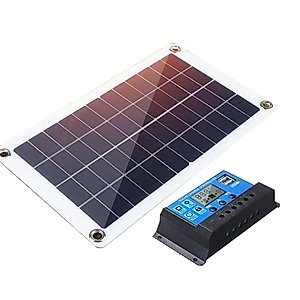 DSJ 300W Solar Panel Kit, Portable Dual 12/5V Dc USB Outdoor Battery Charger with Cigarette Lighter Plug/Charge Controller for Car Yacht Rv/30A