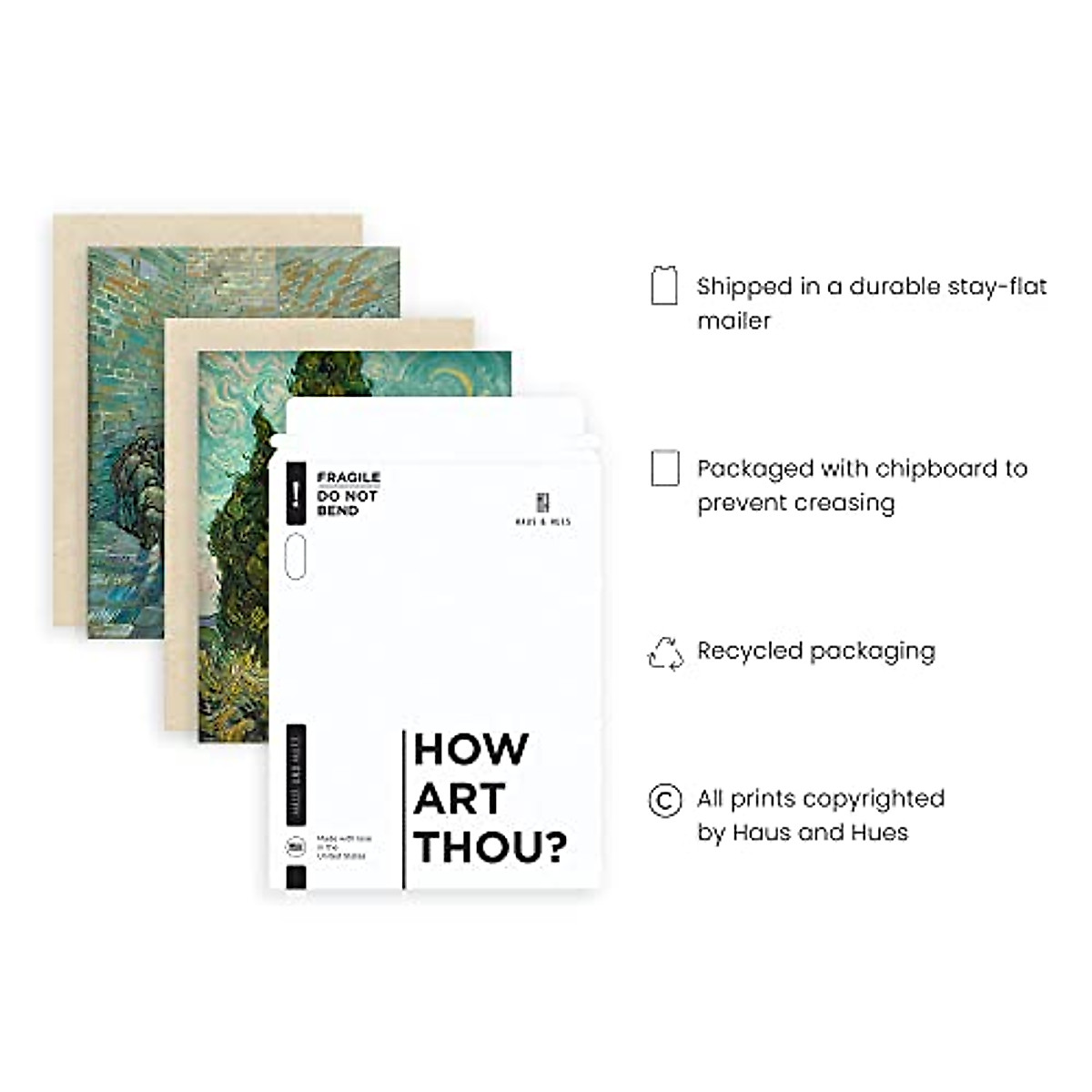 HAUS AND HUES Van Gogh Poster Van Gogh Prints Fine Art Paintings Vincent Van Gogh Paintings Art Posters and Prints of Famous Painting Famous Art Prints Fine Art Prints (Van Gogh, 8"x10")