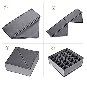 NAC HOOH Drawer Underwear Organizer Divider Fabric Foldable Dresser Storage Basket Organizers and Storage Bins for Storing Bra Ties Lingerie Undies Sock Panty Belts Clothes Scarves Grey (NC05-12-G)