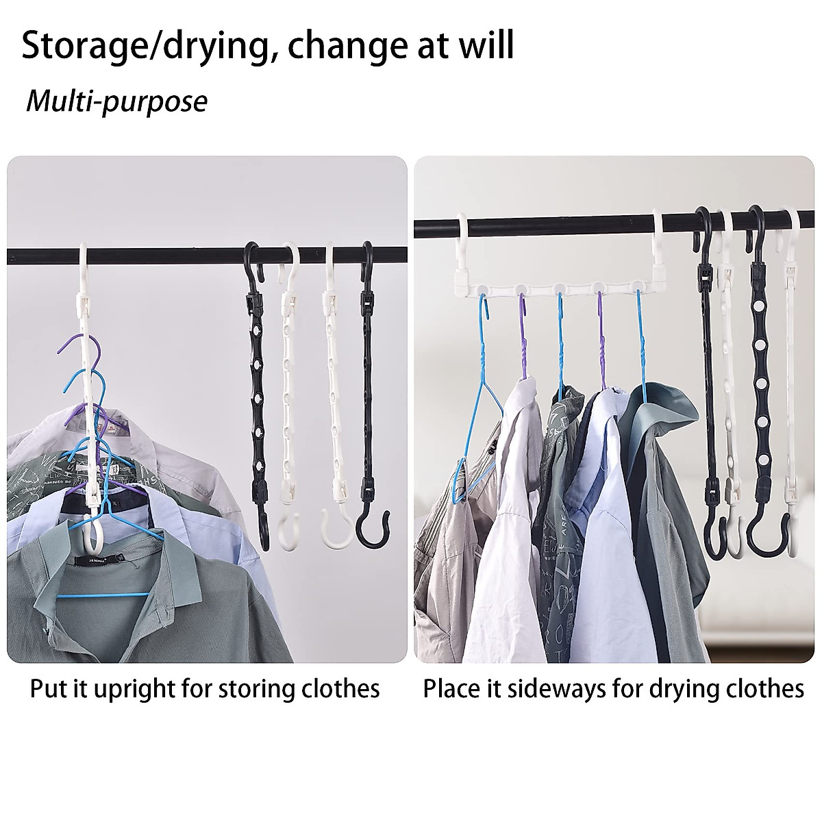 10Pack Closet Organizers and Storage Magic Hangers, Sturdy Plastic Space Saving Clothesr with Hangers Multifunctional Hangers for with Dorms, Bedroom, Apartments etc (10PC)