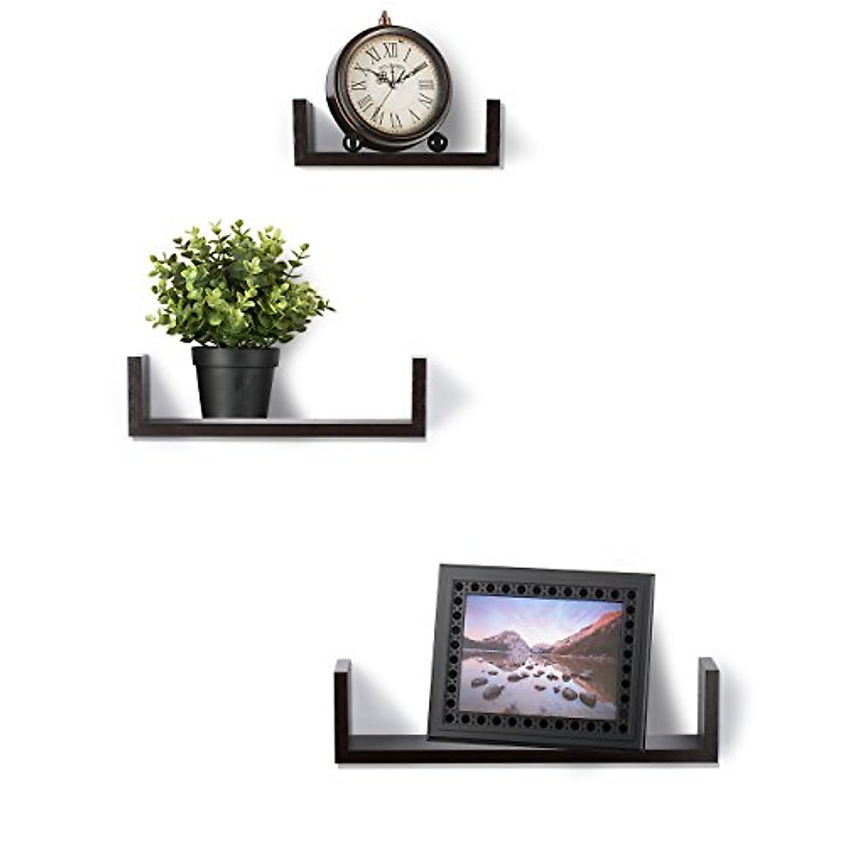 Sagler Floating Shelves Set of 3 Wall Shelves - Espresso Finish Wooden Shelves