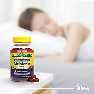 Spring Valley Vegetarian Melatonin Gummies, 10 mg, 120 ct - Extra Strength | 2 Pack 240 ct +“Have a Great Sleep - Better Idea Guide©”