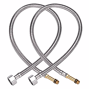 uxcell Faucet Supply Line Connector G1/2 Female to M10 x 1.0 Male 31.5 Inch Length 304 Stainless Steel Hose 2Pcs