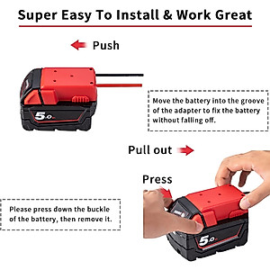 Power Wheel Adapter Set for Milwaukee 18V Battery with 14AWG Wire for Robotics, Work Lights, RC Trucks, and RC Toys