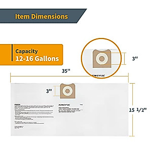 POWERTEC 75002P2 (4PK) Filter Bags for Ridgid VF3502 12-16 Gal Wet Dry Vacuum