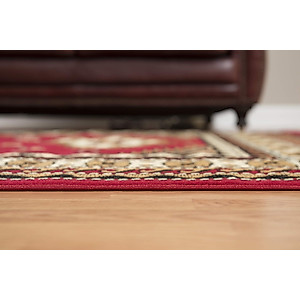 United Weavers Dallas Tres Area Rug - Red, 8x11, Southwestern Indoor Area Rug with Bordered Pattern, Jute Backing