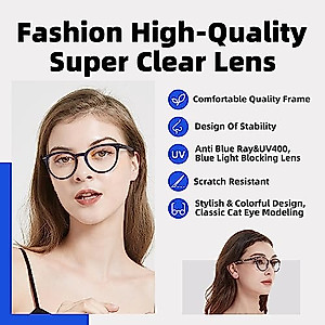 Autojouls 5-Pack Women's Blue Light Blocking Reading Glasses, Lightweight Spring Hinge Readers Comfortable Wearing (5 Mix 1.5 x)