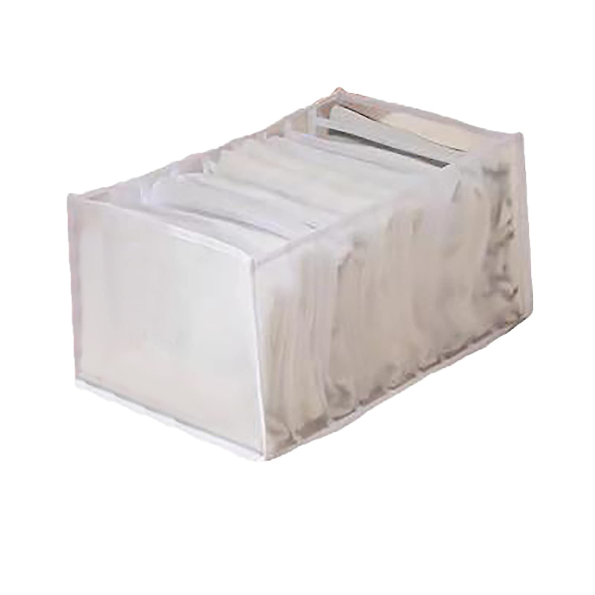 LOTSC 7 Grid Washable Wardrobe Clothes Organizer, Jeans Compartment Storage Box for Home (White 9-grid T-shirt)