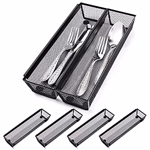 Greenual Silverware Organizer Utensil Kitchen Drawer Organizer Utensils Silverware Holder Tray Flatware Utensil Cutlery Organizer for Kitchen Drawer