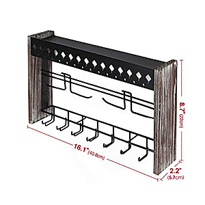 JackCubeDesign Rustic Wood Wall Mount Jewelry Organizer with Metal Hooks for Necklaces, Ring, Earrings (Rustic White) - MK460B