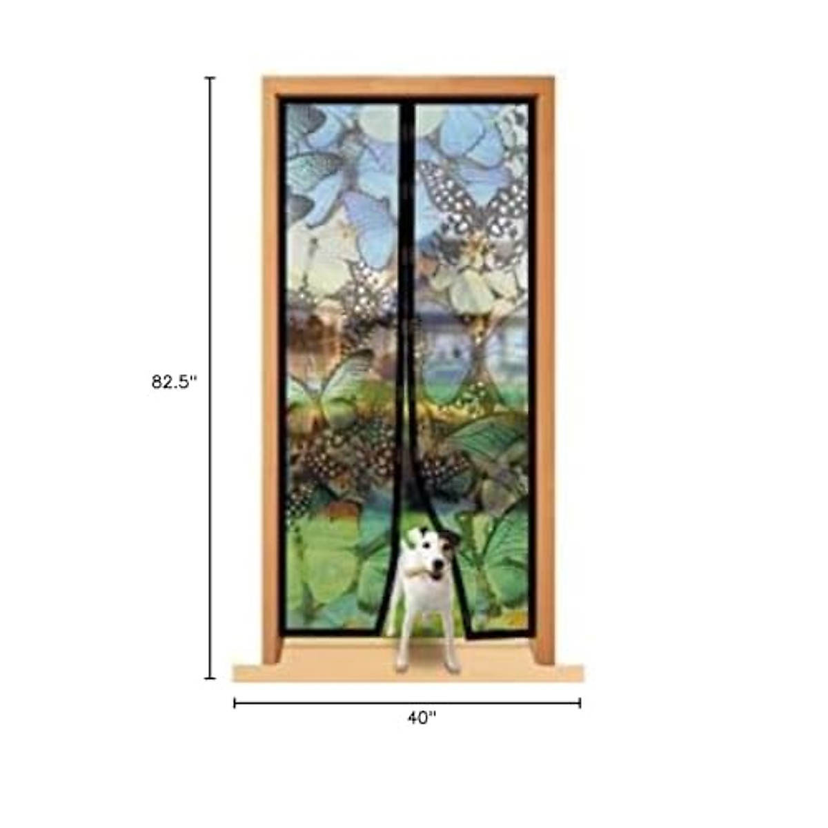 Total Vision Butterfly Pattern - Quick Install Mesh Magnetic Screen 40” x 85.5” - Helps Keep Bugs & Insects Out - Perfect for Single Doors Leading to your Porch or Patio - Folds for Easy Storage