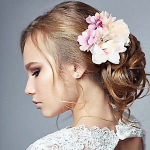 BBTO 21 Pieces Flower Hair Clip Rose Hair Clips Hair Barrettes for Women Flower Hair Accessories Boho Bride Claw Clip Hairpin Brooch Pin Headpiece for Wedding(Pink, White)