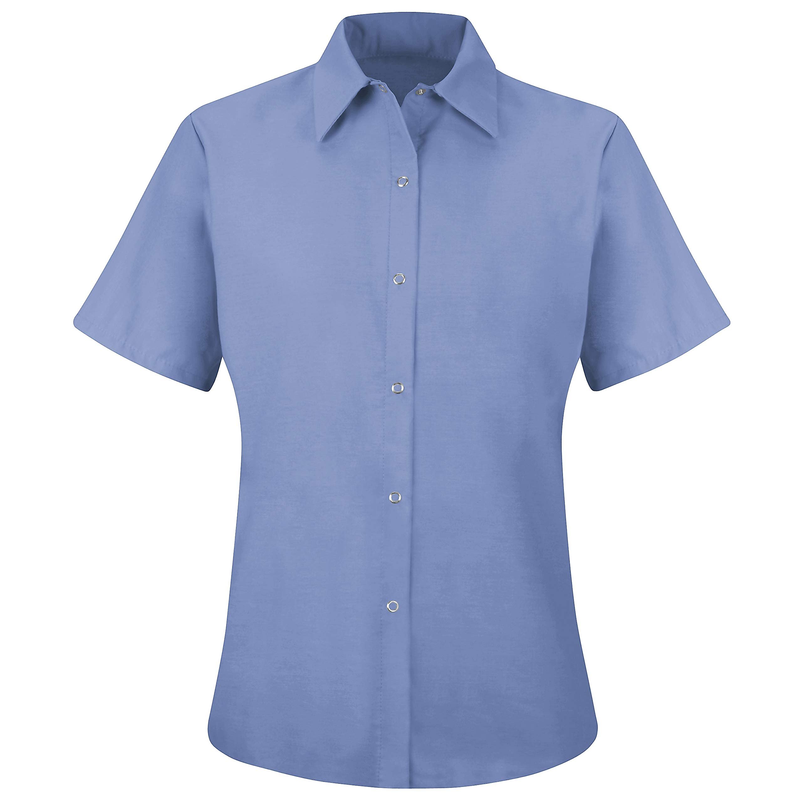 Red Kap Women's Standard Short Sleeve Specialized Pocketless Work Shirt, Light Blue, Medium