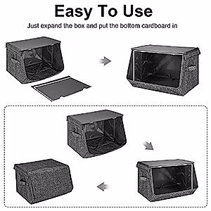 Fabric Cube Storage Bins with Lids 15 x 10.5 x 10 In Grey Stackable Cloth Storage Boxes Foldable Clothing Baskets for Closet Shelves Organizer ,Q-28-2