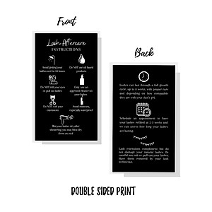 Boutique Marketing LLC Lash Extension Aftercare Instructions Cards,50 Pack,Double Sided Size 3.5 x 2 inchinch After Care (2-3 Week Fillers),Black with White Design