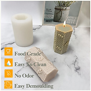 Candle Molds，4PC Pillar Candle Molds for Candle Making Resin Molds Silicone 3D Candle Moulds Bee Honeycomb Candle Making Kits for Soap Cake Mousse Ice Cream Clay DIY Artcraft Gift(Size : C)