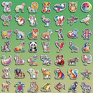 ViKiVi 100 Pcs Cute Animal Stickers, Diamond Art Animal Aesthetic Stickers for Kids Teens Adults, Waterproof Water Bottle Stickers Laptop Stickers, Cool Animal Sticker Pack